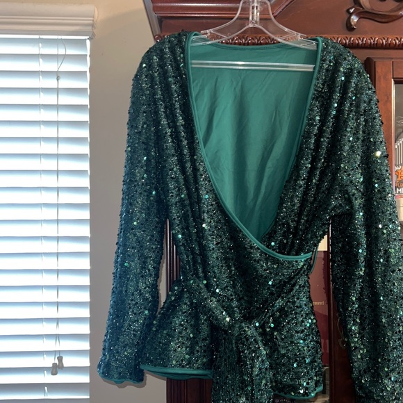 Tops | Emerald Green Sparkle Top | Poshmark